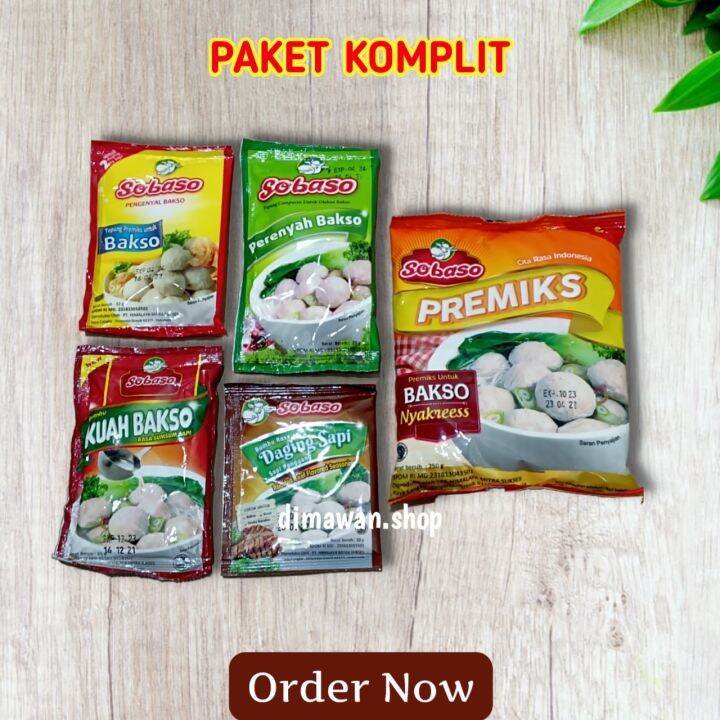 SOBASO Tepung bakso paket komplit premiks bumbu kuah sumsum sapi ...