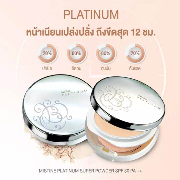 มิสทีน แป้งพัฟ ผสมรองพื้น แพลตตินั่ม ซุปเปอร์ พาวเดอร์ 10g แป้งตลับ Mistine Platinum Super ...