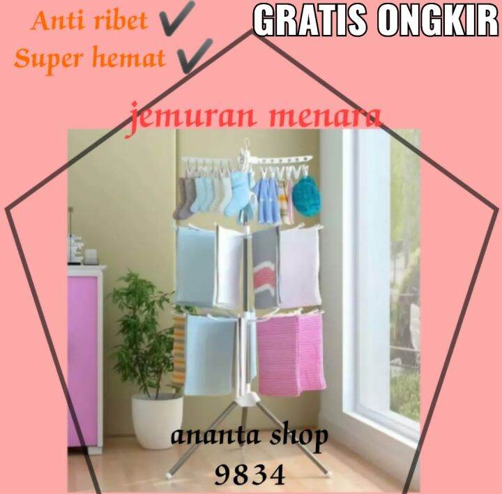 jemuran menara 3susun. jemuran baju bayi 3 susun. | Lazada Indonesia