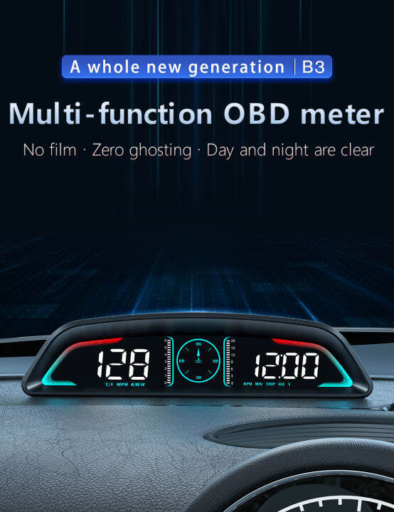 มาตรวัดความเร็ว OBD2เครื่องวัดความเร็วรอบเครื่องแสดงผลแบบมัลติฟังก์ชั่นใหม่ B3อุปกรณ์เสริมรถยนต์ ...