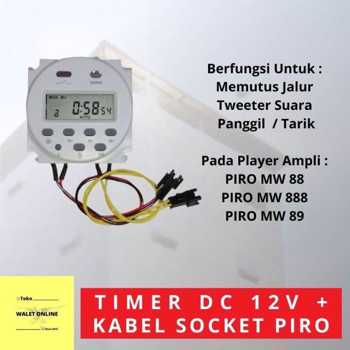 TIMER DC 12 VOLT DIGITAL SUDAH LENGKAP DISOLDER KABEL SOCKET TIMER AMPLI WALET PIRO MW 88, 888 ...