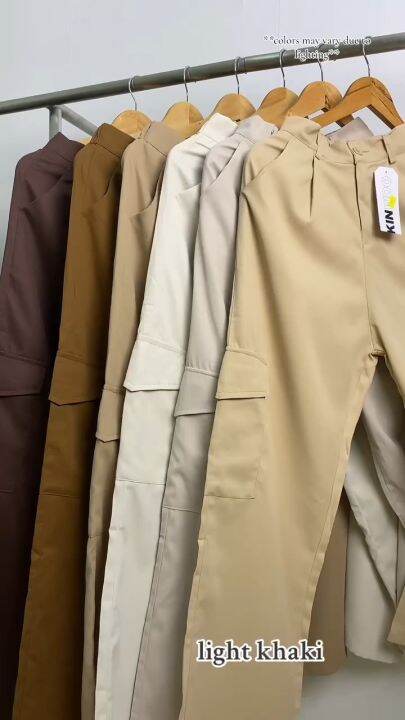 Kinwoo 22-33waist 4 Pocket High Waist Cargo Pants | Lazada PH