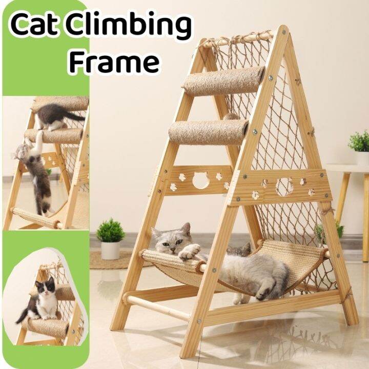 Large Cat Climbing Frame Cat Tree Wooden Cat Nest Jumping Platform Cat ...