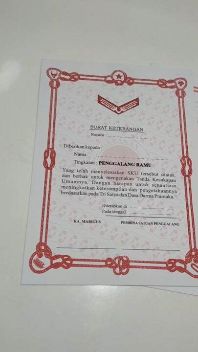 Sertifikat TKU Pramuka Penggalang 5 Lembar | Lazada Indonesia