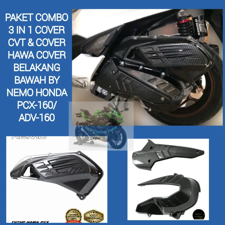 PAKET COMBO 3in1 COVER CVT DEPAN + CVT BELAKANG + COVER HAWA HONDA PCX ...