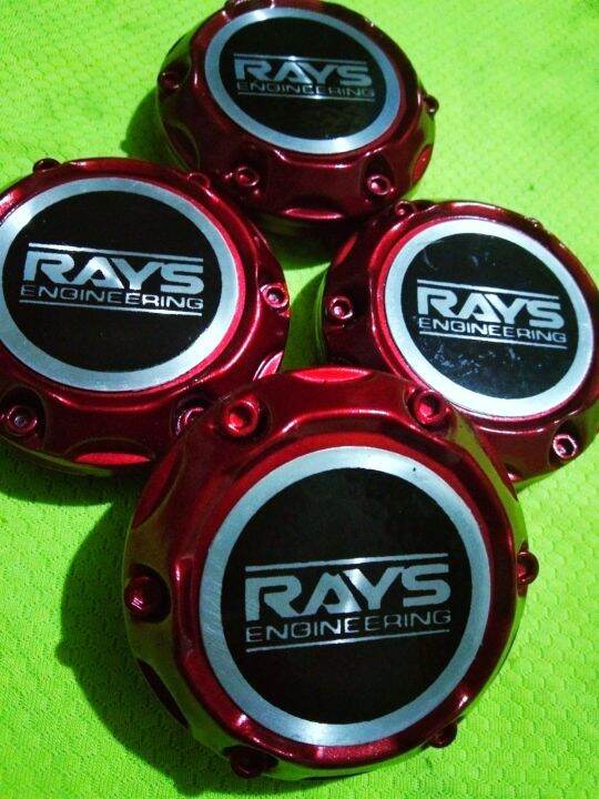 Dop center velg logo RAYS ENGINEERING.Variasi cembung merah.Diameter 6 ...