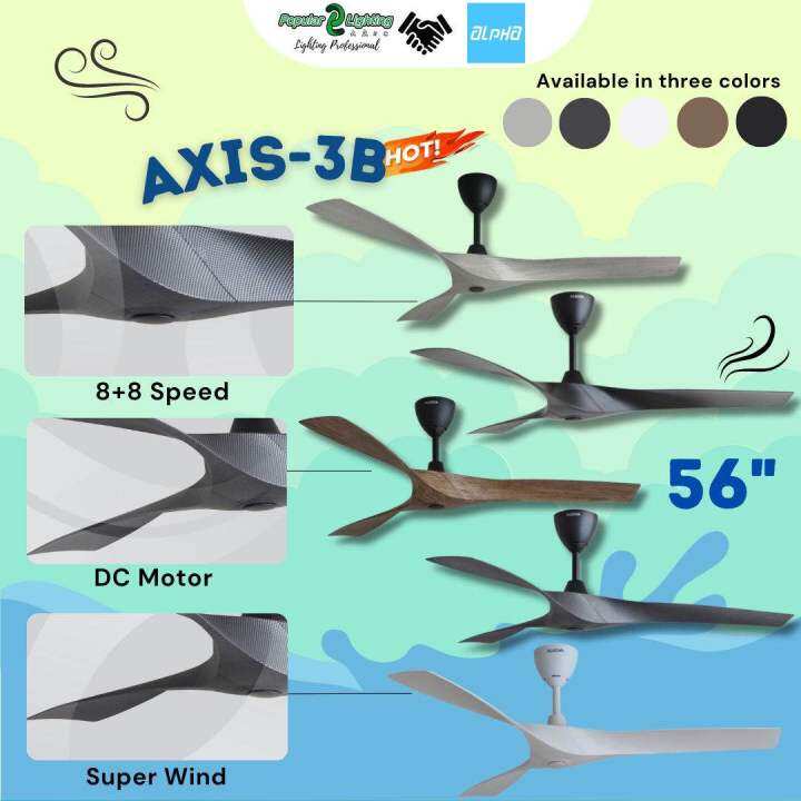Alpha Alkova AXIS Ceiling Fan 56" DC Motor 3 blade with remote designer ...
