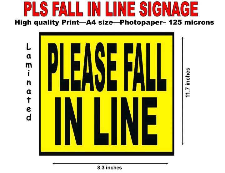 Please fall in line laminated signage | Lazada PH