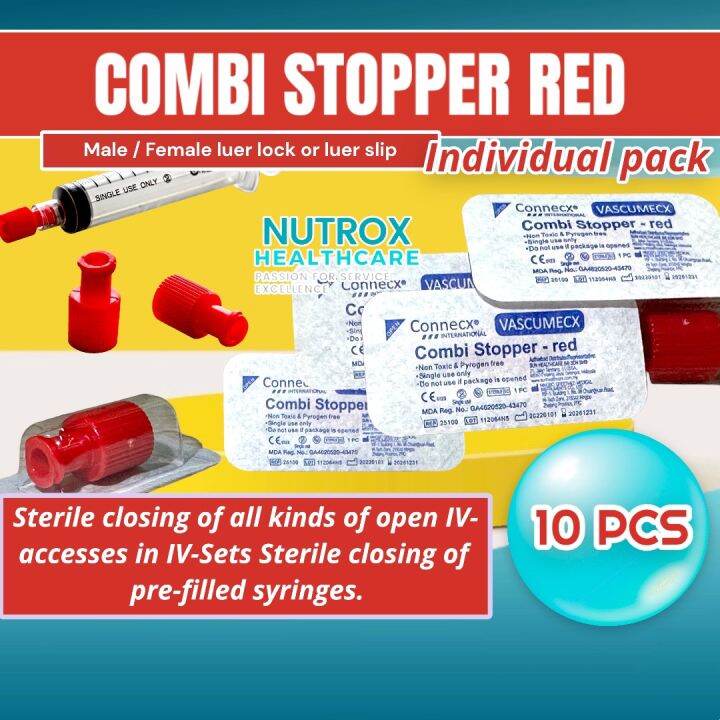 Combi-Stopper Red Closing Cones Luer Lock fitting male and female 10 ...