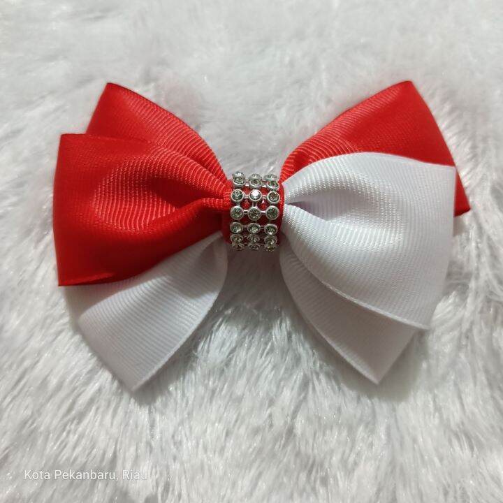 Pita Rambut Merah Putih//Jepit Otomatis Pita Rambut | Lazada Indonesia