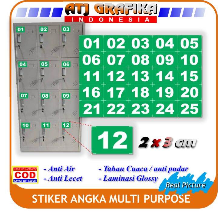 Stiker angka multi fungsi sticker loker rak barang rumah toko kantor ...