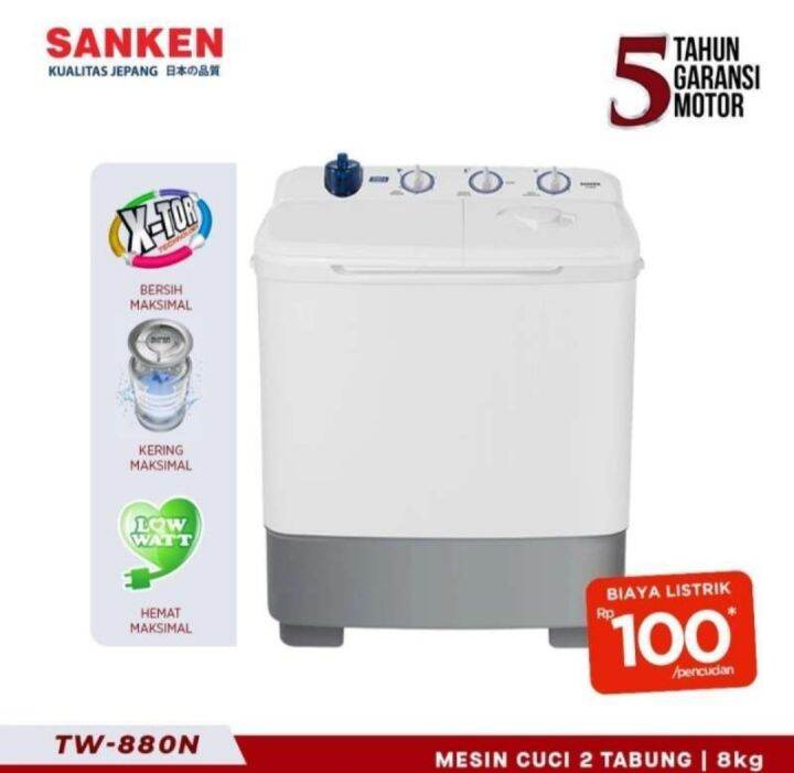 SANKEN Mesin Cuci Twin Tub 2 Tabung [8 Kg] TW-880N | Lazada Indonesia