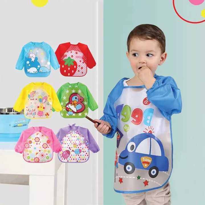 Celemek Apron Makan Aktifitas Anak Bayi Model Baju Lengan Panjang Tahan ...