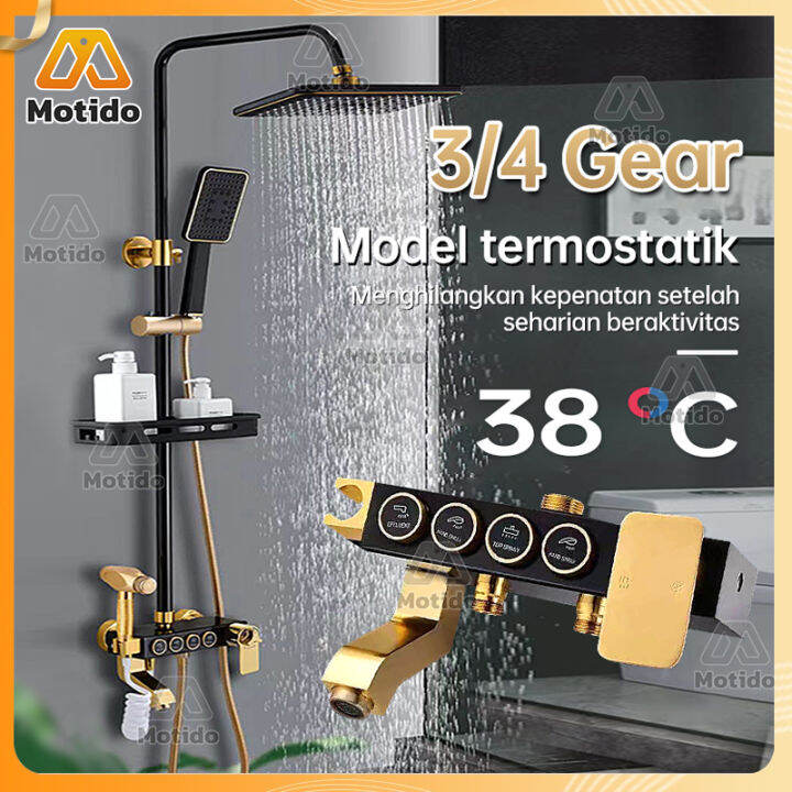 Shower Kamar Mandi Termostatis 4 Dalam 1 Set Dengan Sprayer Faucet Sprayer / Black Gold Kamar ...