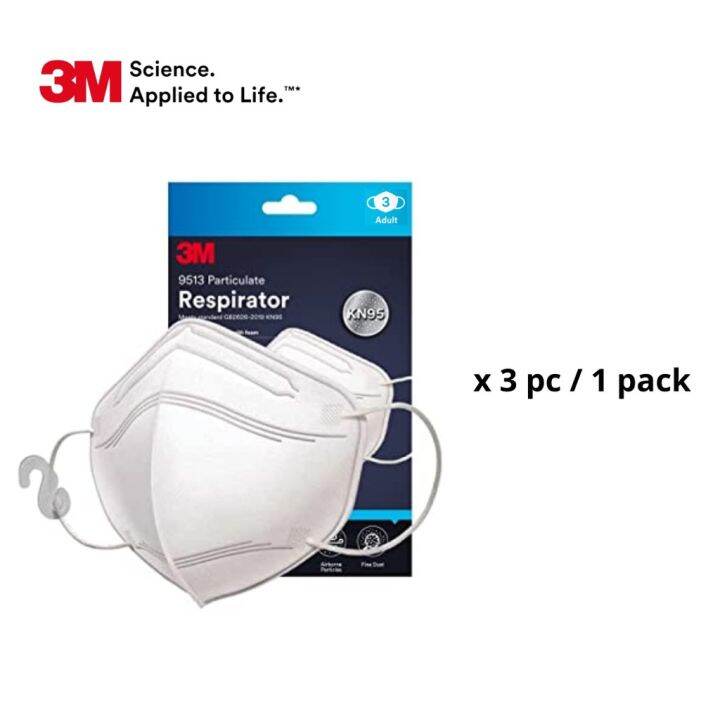 3M Mask - 9513 KN95 - All New Respirator Mask (3pcs/pack) - Particle ...