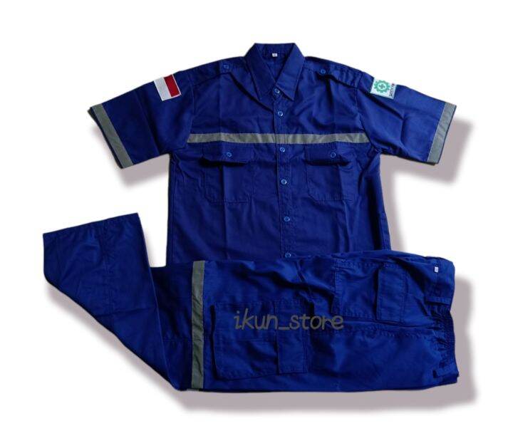 baju seragam lengan pendek biru katelpak wearepack satu setelan safety ...