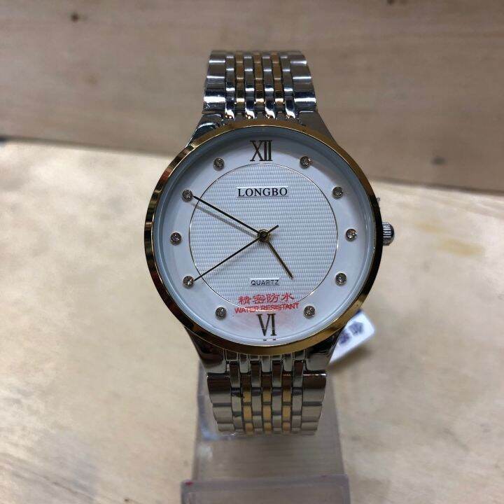 นาฬิกาข้อมือผู้ชายLONGBOระบบQuartz ANALOGทรงกลม38มม.เรือนและสายสแตนเลส2 ...