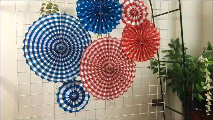 6 In 1 paper decorations birthday Happy party needs 6 pcs Paper Fan ...