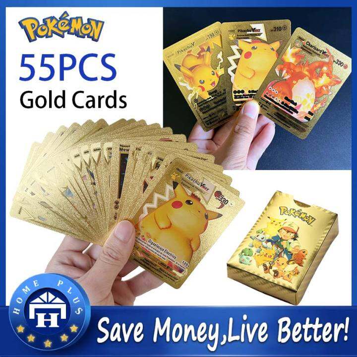 【Local delivery】 【6.3*8.8cm】55pcs/set Pokemon Cards Gold Vmax GX Energy ...