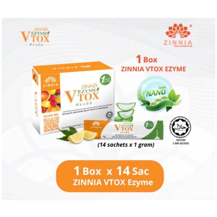 [Ready Stock | ORIGINAL ] ZINNIA VT0X €nzym€ 1000mg x 1 box (14 sachets ...