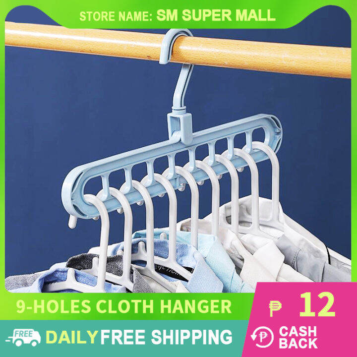 【Creative】Magic 9-holes Cloth Hanger Multi-functional Space Saver ...
