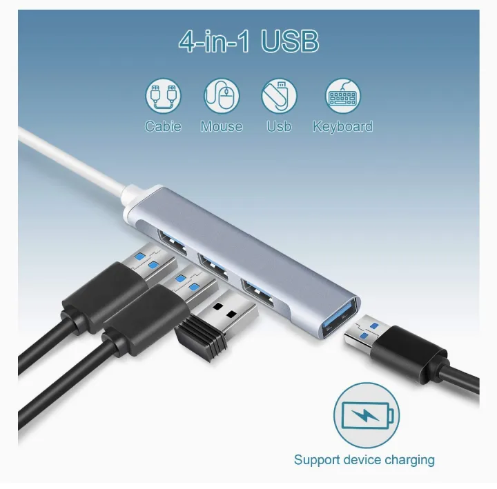 TypeC Mini USB Hub Extensions, 4 Port USB 3.0 Hub Expander, USB Adapter ...
