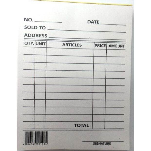 Sold to Receipt with Yellow Duplicate | Lazada PH