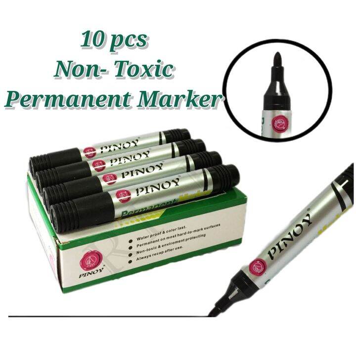10pcs/box Pinoy Non-toxic Permanent Marker (Black) | Lazada PH