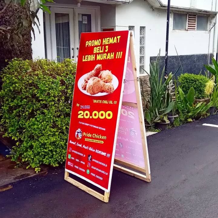 Standing Banner Kayu Ukuran 160x70 cm (Slot banner 150x70 cm) Papan ...