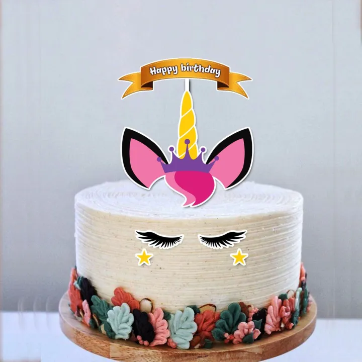Cake topper kuda poni tanduk happy birthday hiasan kue ulang tahun ...