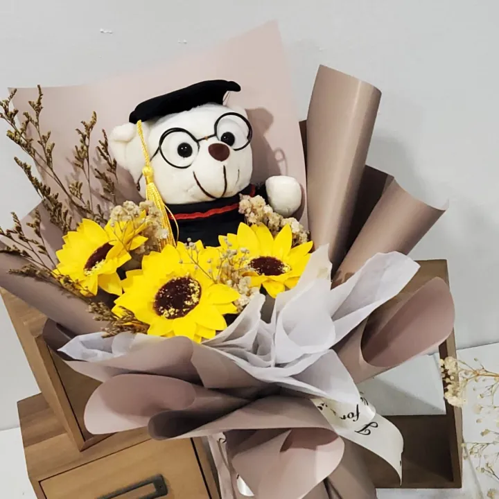 [Ready Stock] Convocation Bouquet 🎓 Sunflower Bouquet Mix Baby Breath ...