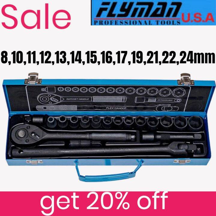 Socket Wrench 1/2 Drive Set 17 pcs Flyman USA Original (6 Point) Heavy Duty | Lazada PH
