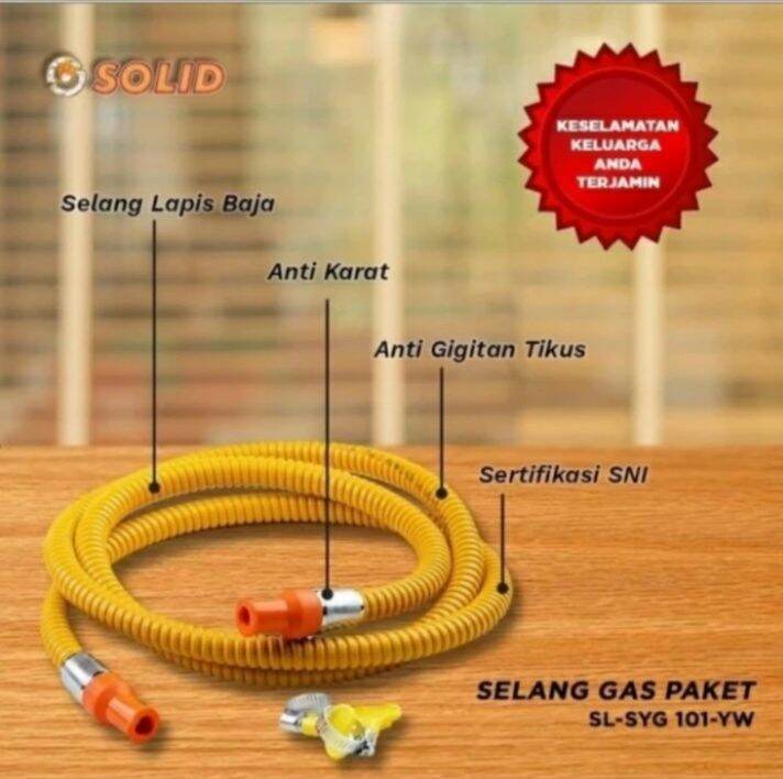 Selang gas fleksibel premium SOLID anti tikus lapis baja 1.8 meter ...
