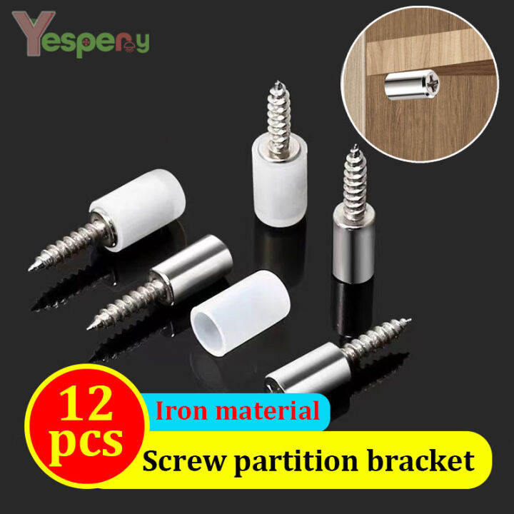 YESPERY 1/4/12Pcs Nails Wall Hooks Screw Partition Brackets Closet ...