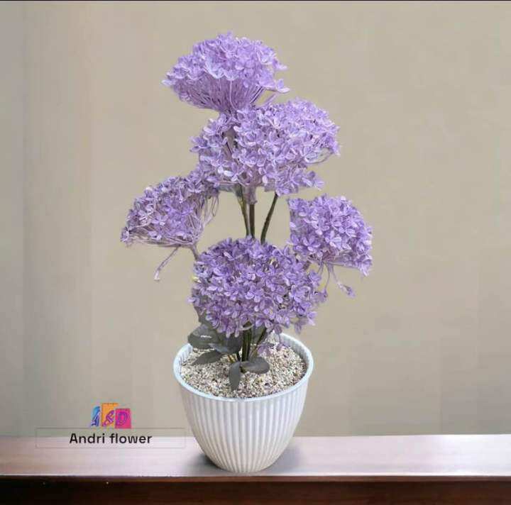 Bunga hias plastik mxQ cabang 6 sudah satu set bunga dan pot | Lazada ...