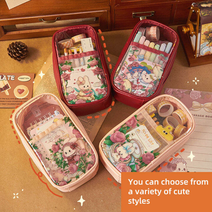 Yidea Hongkong】กล่องดินสอแบบใสกระต่ายน่ารักความจุขนาดใหญ่เครื่องเขียน ...