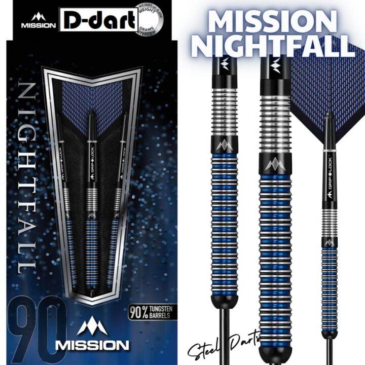 MISSION STEEL TIP DART - 23G/25G/27G M1 NIGHTFALL 90% Tungsten Steel ...