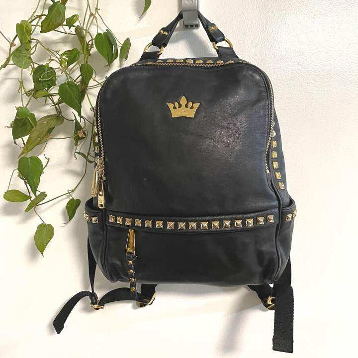 PRELOVED JESTINA BLACK STUDDED LEATHER BACKPACK | Lazada PH