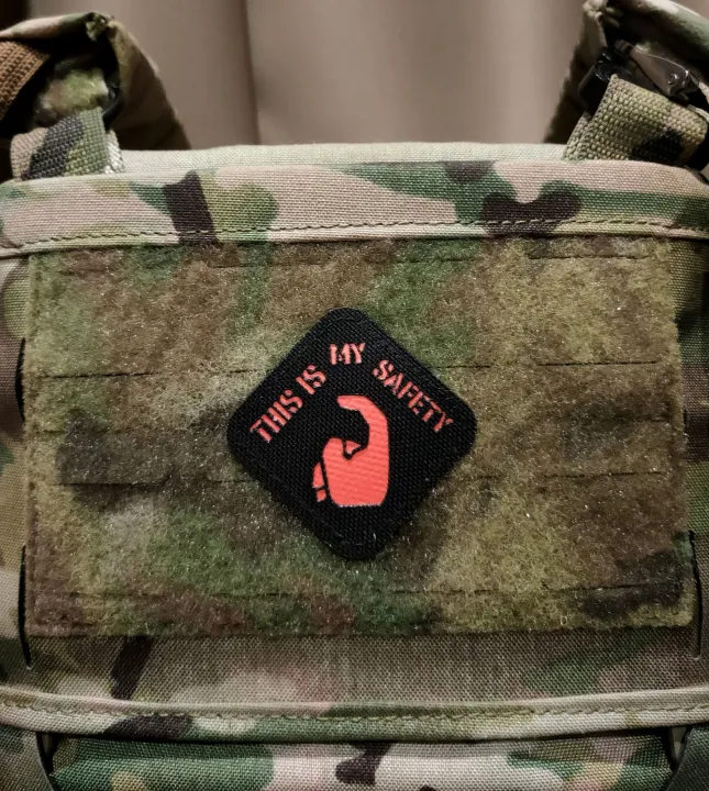 Patch THIS IS MY SAFETY ผ้าดำกันน้ำ สีส้มสะดุดตา ขนาดพื้นที่ 5.5*5.5 cm. | Lazada.co.th