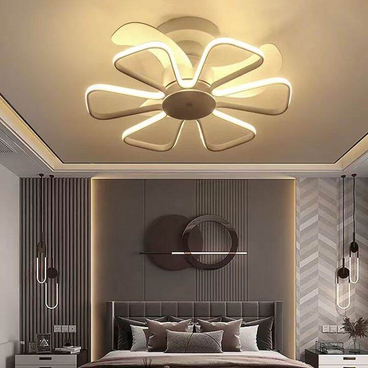Modern design fan light living room ceiling fan snowflake shaped LED ...