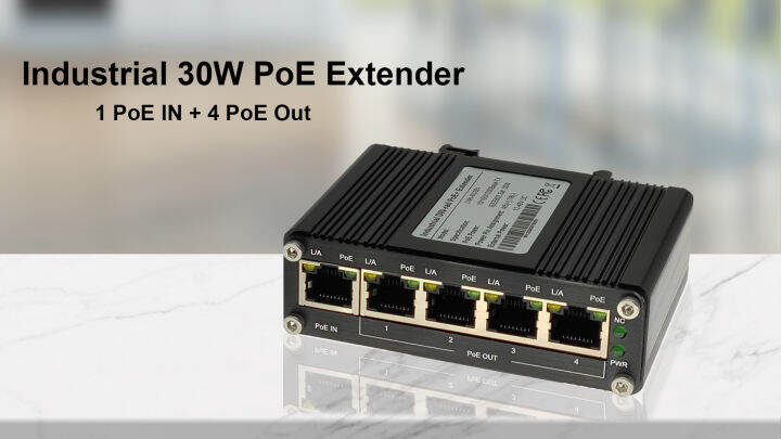 Mini Industrial Gigabit PoE Extender - 30W 10/100/1000Mbps One Input ...