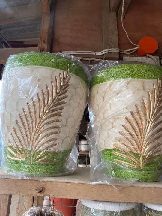 LEAVES WITH CAPIZ DESIGN CLAY POT 13*7 | Lazada PH