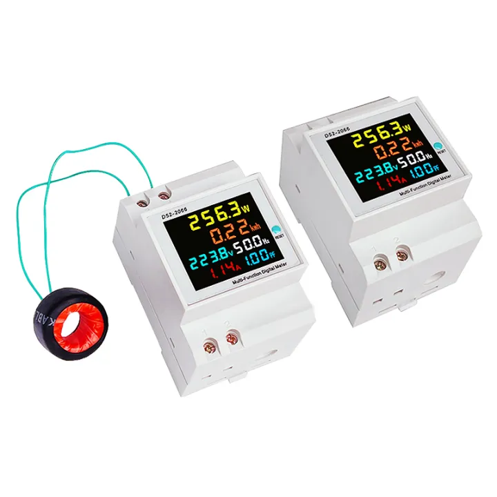 D52-2066 6 IN1 Din Rail AC Monitor Voltage Current Power Factor Active ...