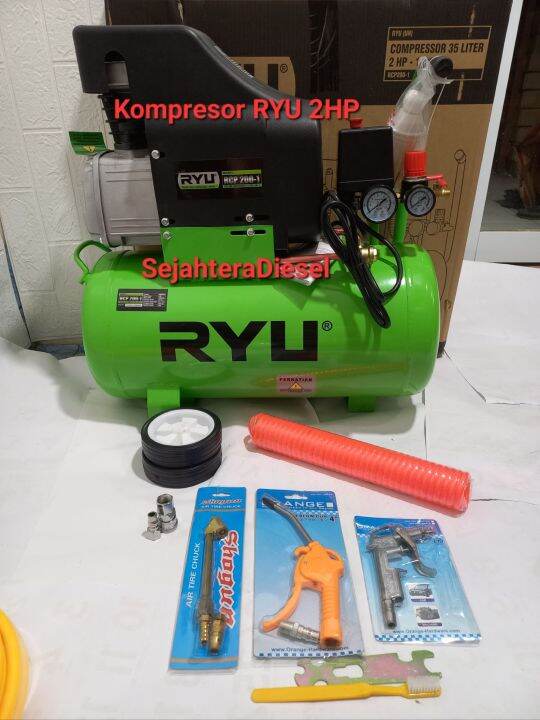 RYU TEKIRO Paket Kompresor 2HP 35Liter&Inflator&Airduster&Selang ...