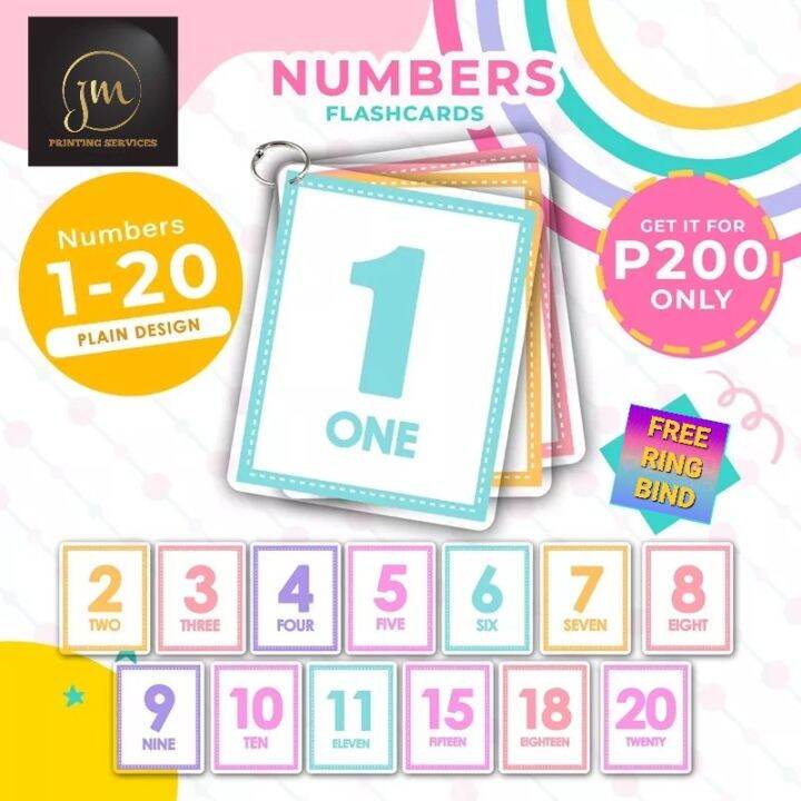 NUMBERS 1-20 Laminated Flashcards | Lazada PH