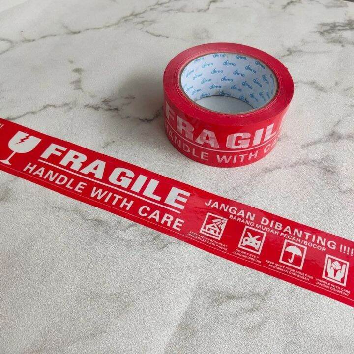 LAKBAN FRAGILE JANGAN DIBANTING MERAH 48CMX7mtr | Lazada Indonesia