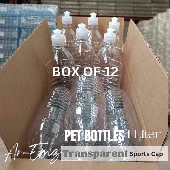 Ar-Emz Box of 12 Empty Clear Plastic Bottles With Transparent Sports ...