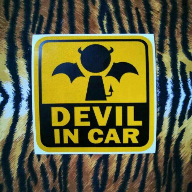 สติ๊กเกอร์สะท้อนแสง DEVIL IN CAR ขนาด10x10ซม. | Lazada.co.th