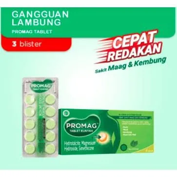 Promag Obat Sakit Maag & Kembung 1 Box isi 3 Lembar (Per Lembar isi 10 ...