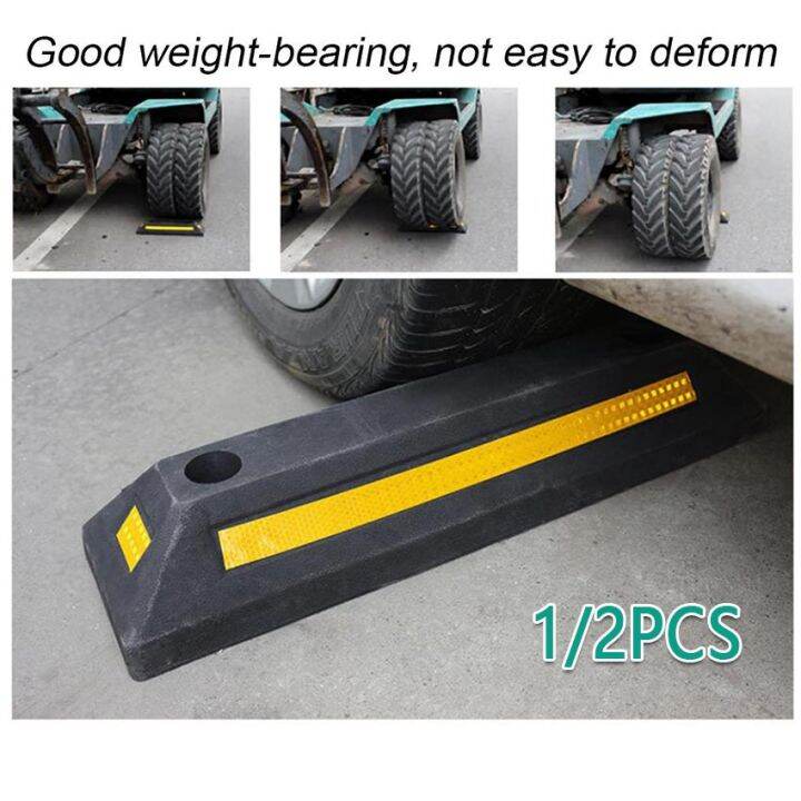 Heavy Duty Rubber Parking Stoppers Limiter Garage Car Tires Stop ...